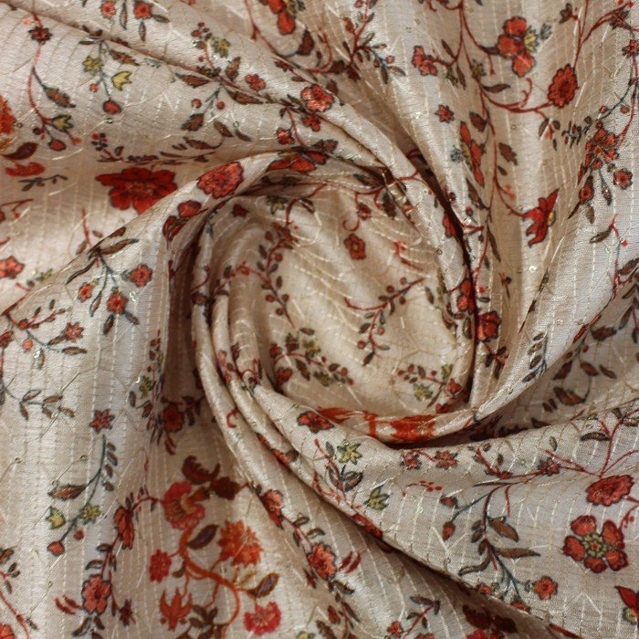 Cream & red garden embroidered print (RT-1244) – SADEV